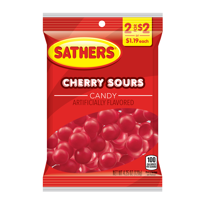 Sathers Cherry Sours 120g Bag - American Candy Sweets