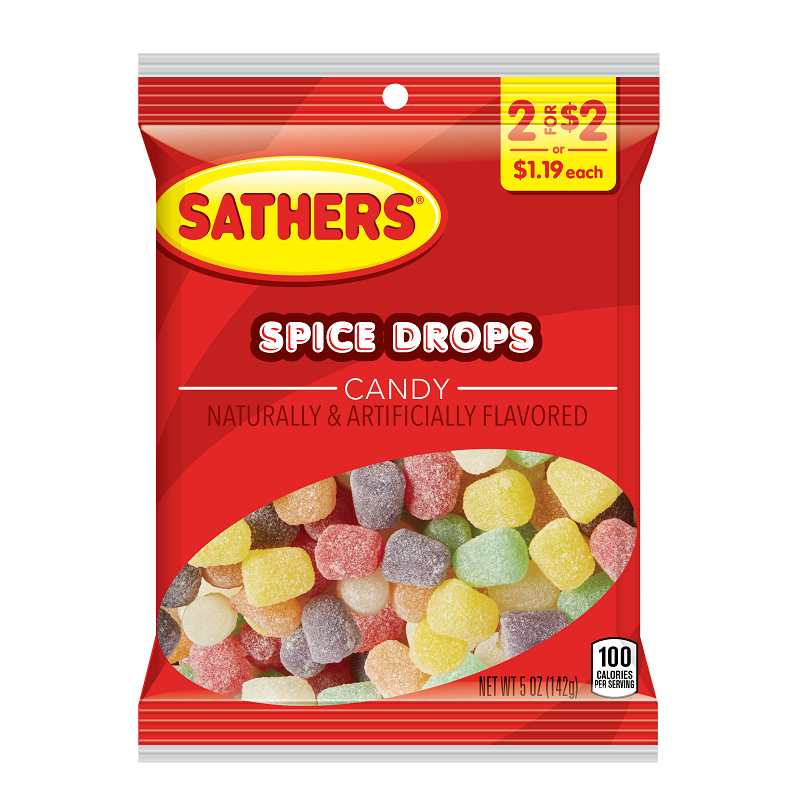 Sathers Spice Drops Gummy Jelly Candy Sweets - 142g Packet