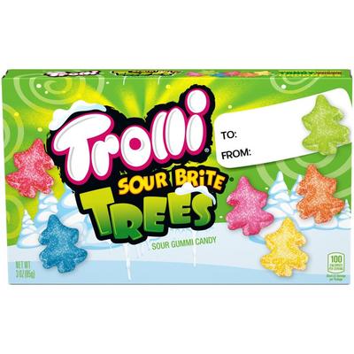 Trolli Sour Brite Trees - Christmas Tree Gummi Candy - 85g Theatre Box
