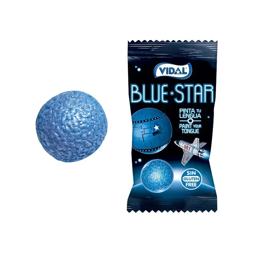Vidal Blue Star Bubble Gum - Tutti Frutti Tongue Painter Bubblegums