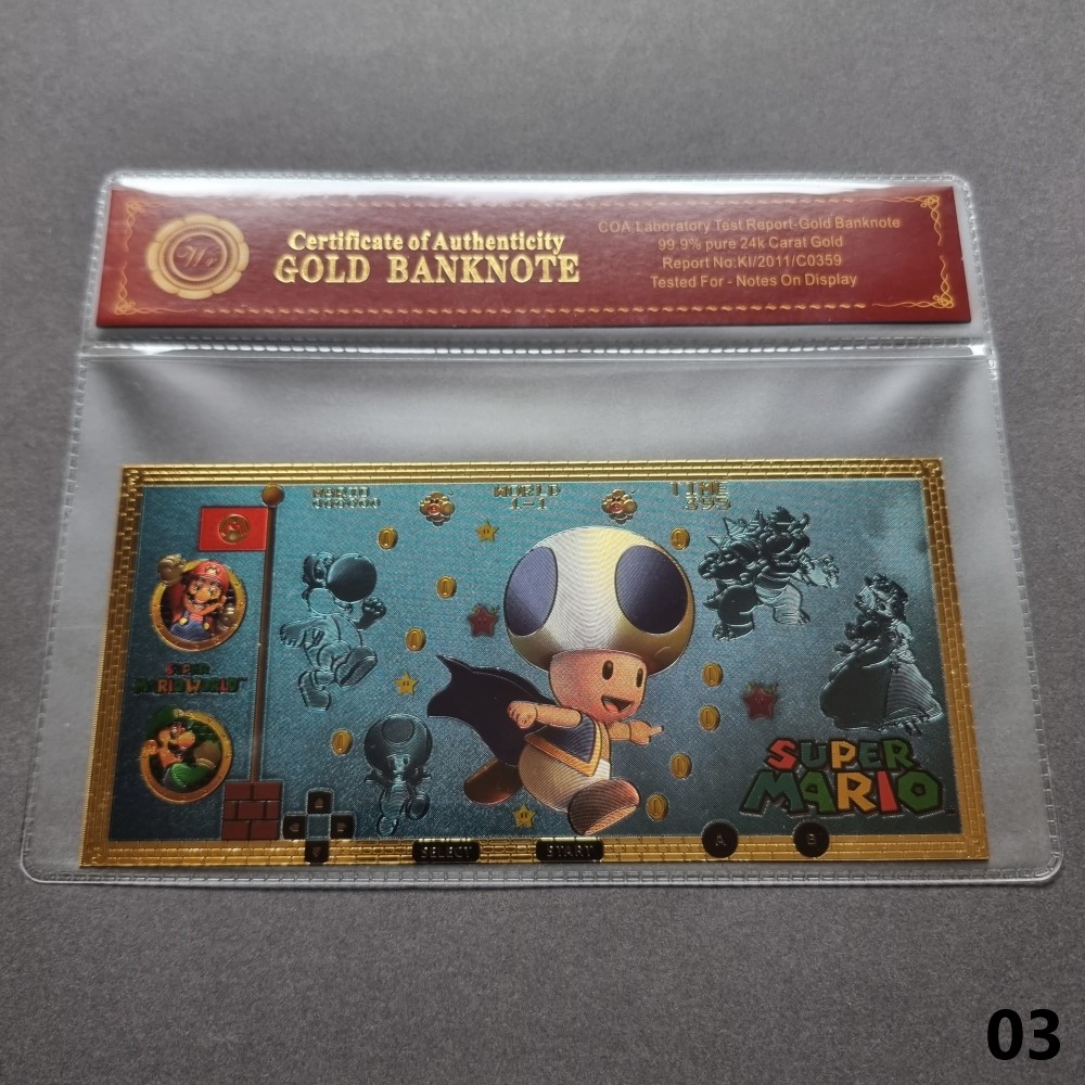 Colourised SUPER MARIO 24k gold plated banknote with COA (03)
