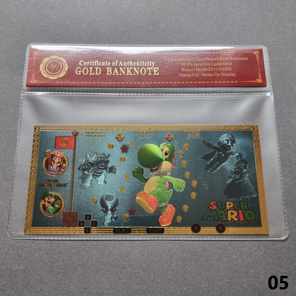 Colourised SUPER MARIO 24k gold plated banknote with COA (05)