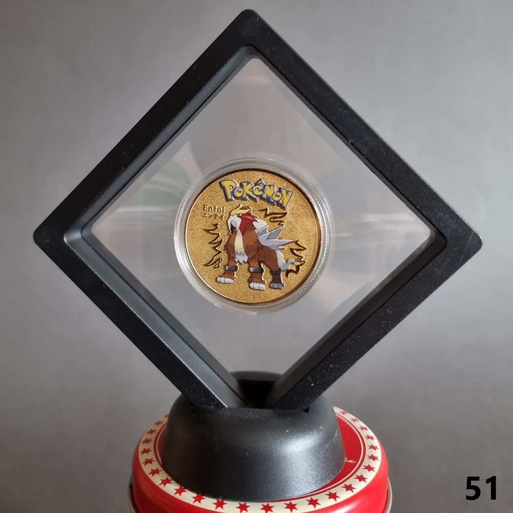 POKEMON - Entei gold plated coin with display stand