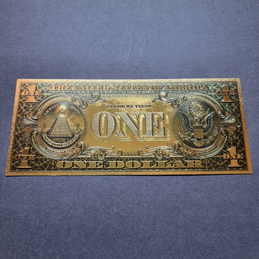 Colourised USA 1 Dollar 24k gold plated banknote