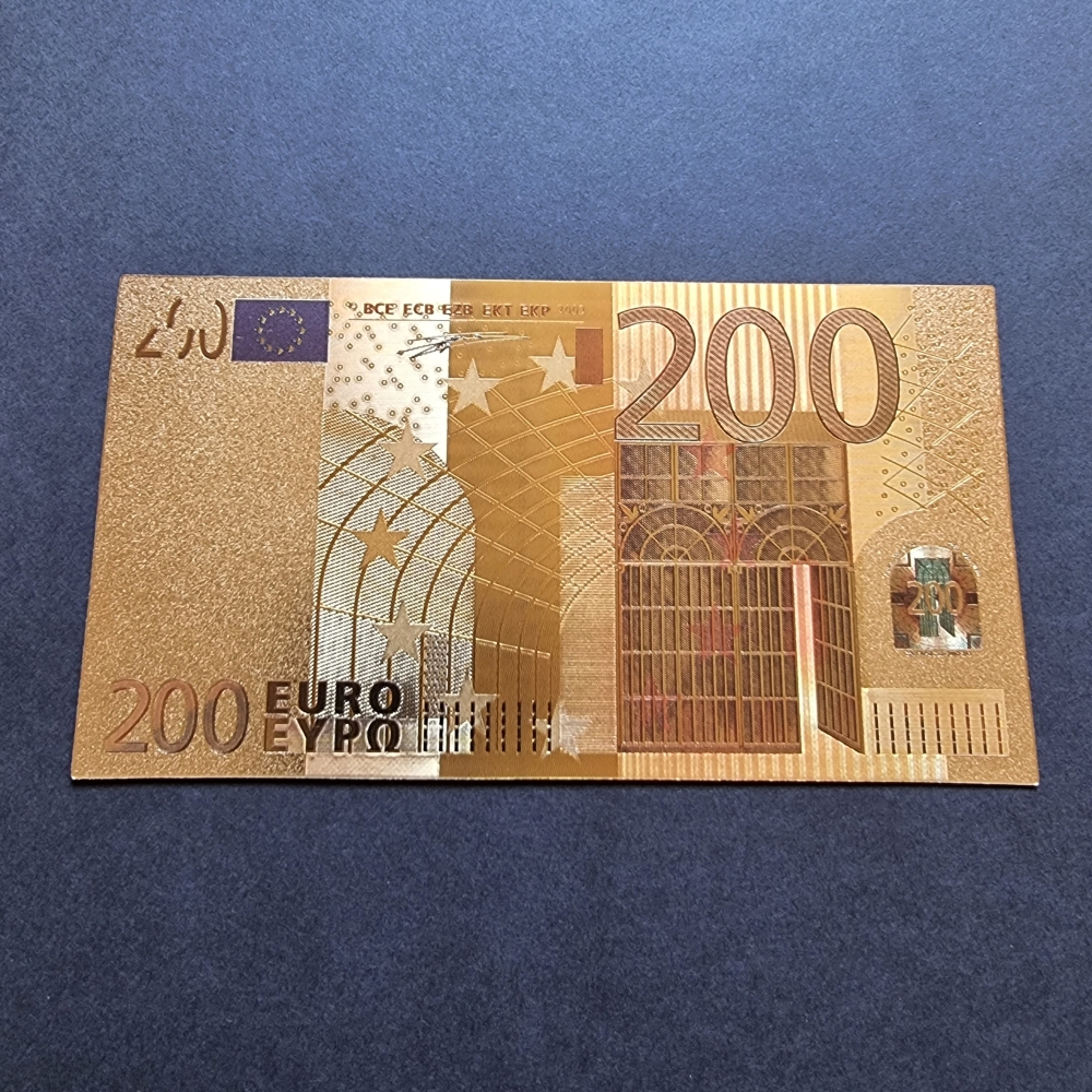 Colourised 200 EUR 24k gold plated banknote