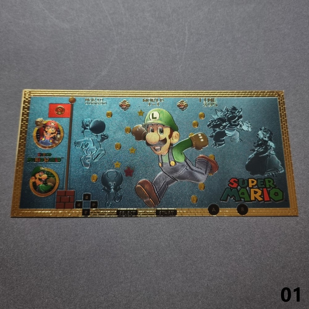 Colourised SUPER MARIO 24k gold plated banknote with COA (01)
