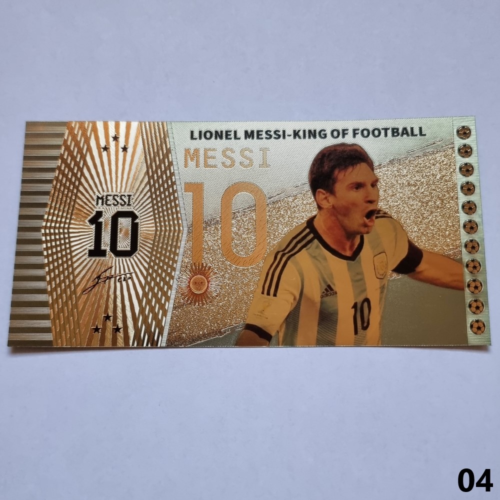 Colourised LIONEL MESSI - King Of Football 24k gold plated banknote (04)