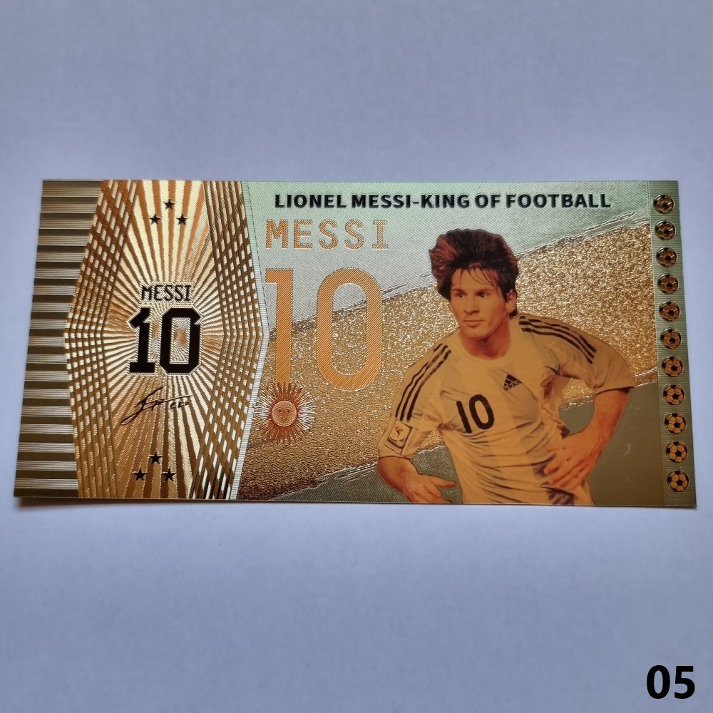 Colourised LIONEL MESSI - King Of Football 24k gold plated banknote (05)