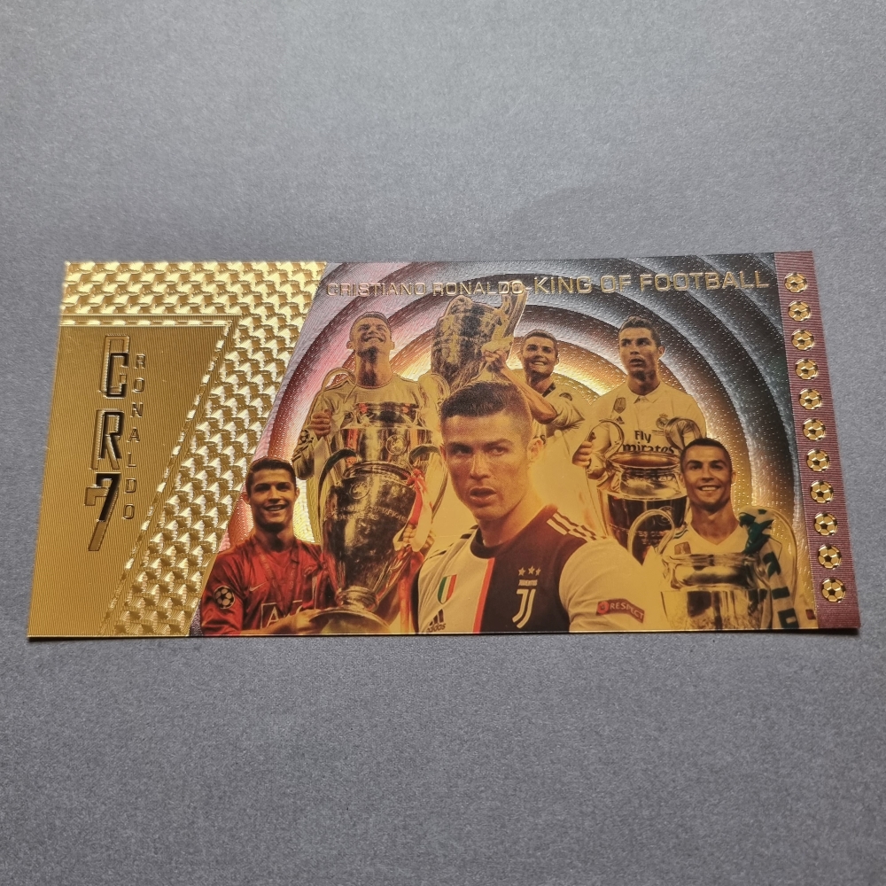 Colourised CRISTIANO RONALDO - King Of Football 24k gold plated banknote