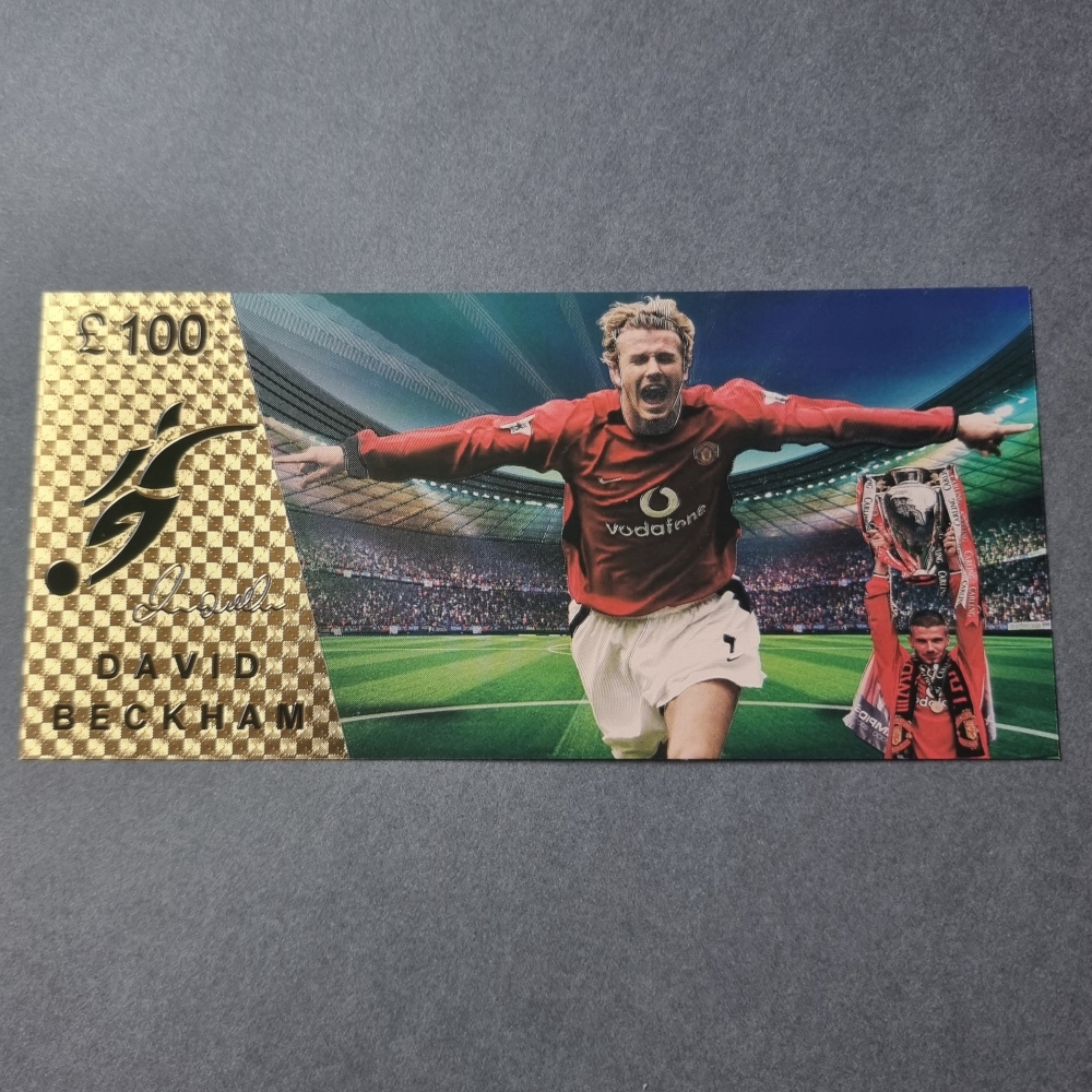 Colourised DAVID BECKHAM 24k gold plated banknote