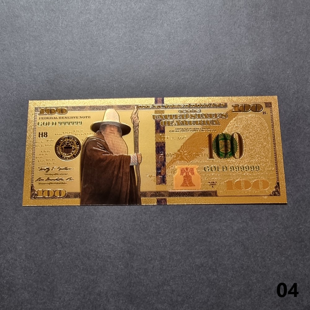 Colourised LOTR - The Lord of the Rings 24k gold plated banknote