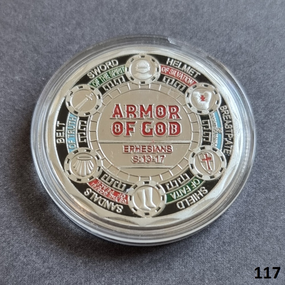 ARMOR OF GOD silver plated coin