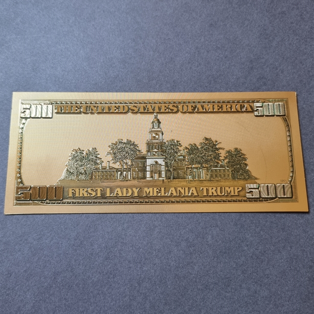 Colourised MELANIA TRUMP 500 Dollars 24k gold plated banknote