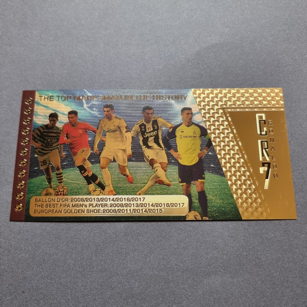 Colourised CRISTIANO RONALDO - King Of Football 24k gold plated banknote