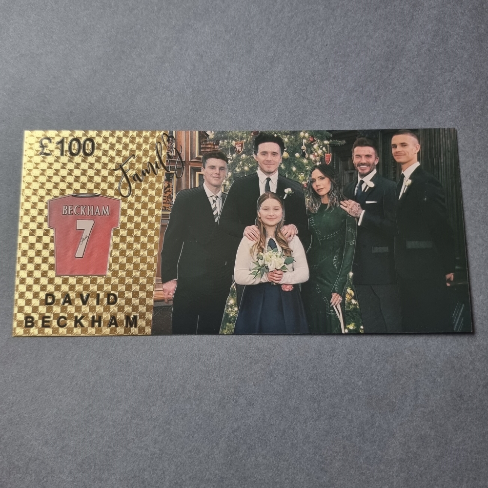 Colourised DAVID BECKHAM 24k gold plated banknote