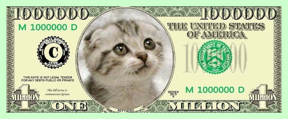 *CAT* 1 Million Kitties Novelty paper banknote