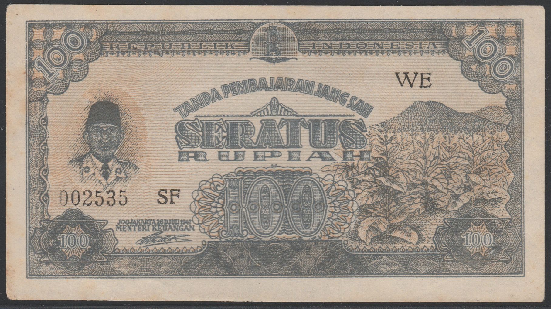 Indonesia 100 rupiah 1947 ORI - SOLD - SOLD - SOLD - SOLD