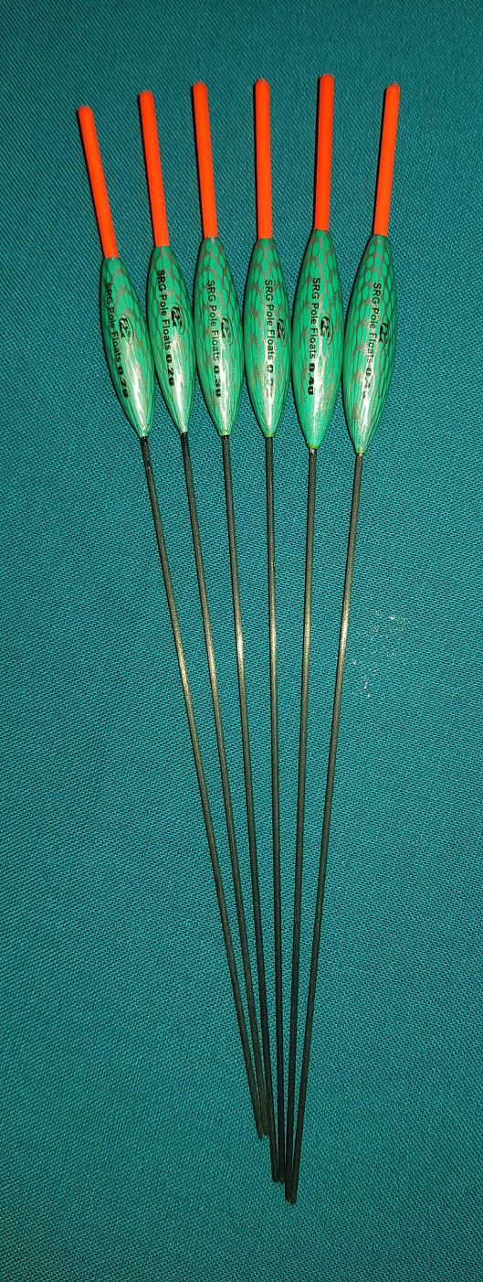 SRG004 Pack of 6 High Quality Pole Floats Chianti Red Tip Carbon Stem