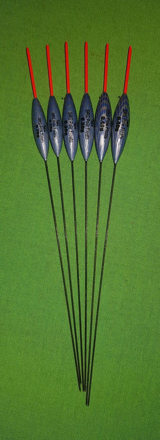 SRG002 Pack of 6 High Quality Pole Floats Chianti Red Tip Fiberglass Stem