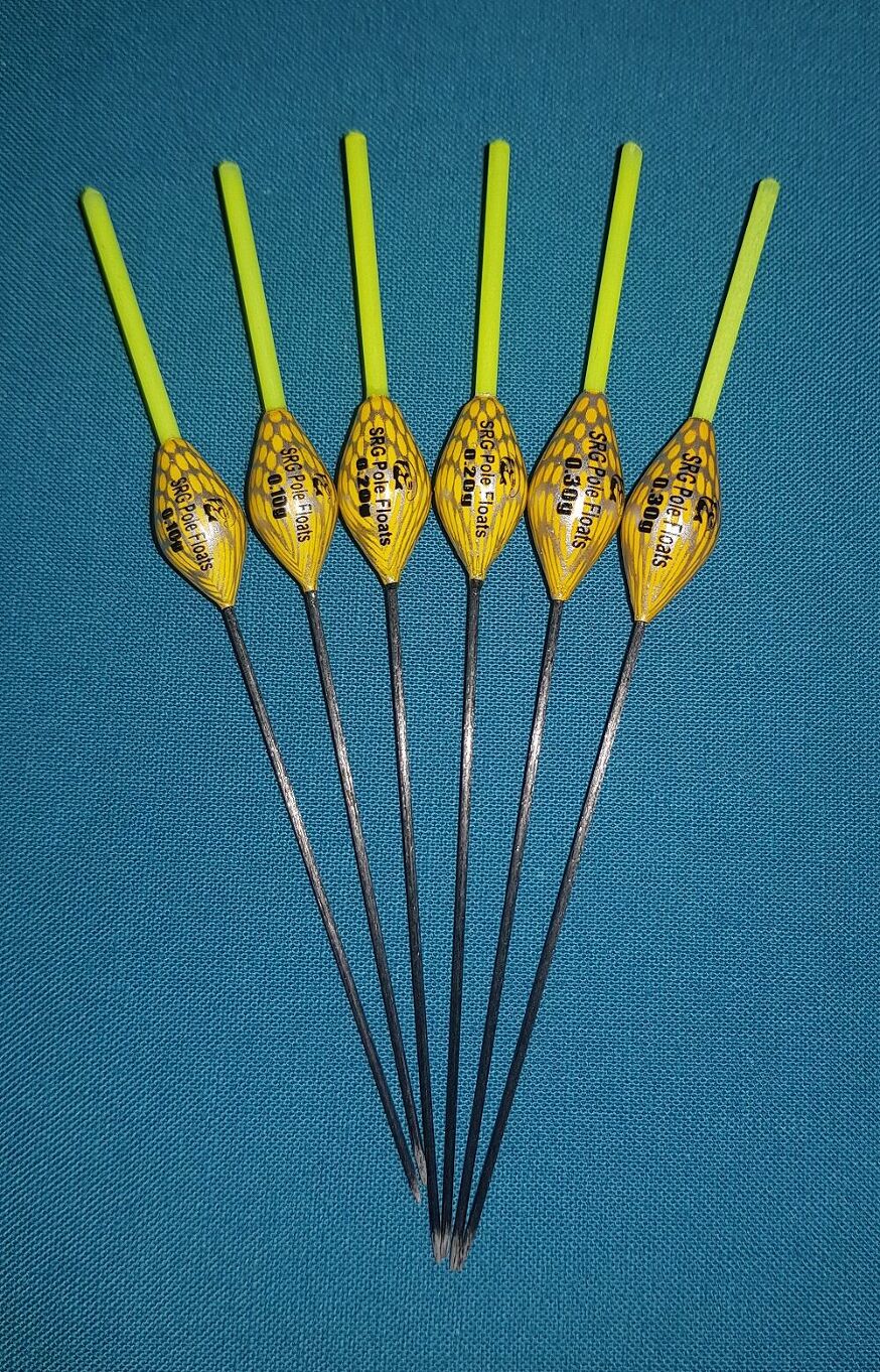 SRG013 Pack of 6 High Quality Pole Floats Diamond Margin Yellow Tip ...