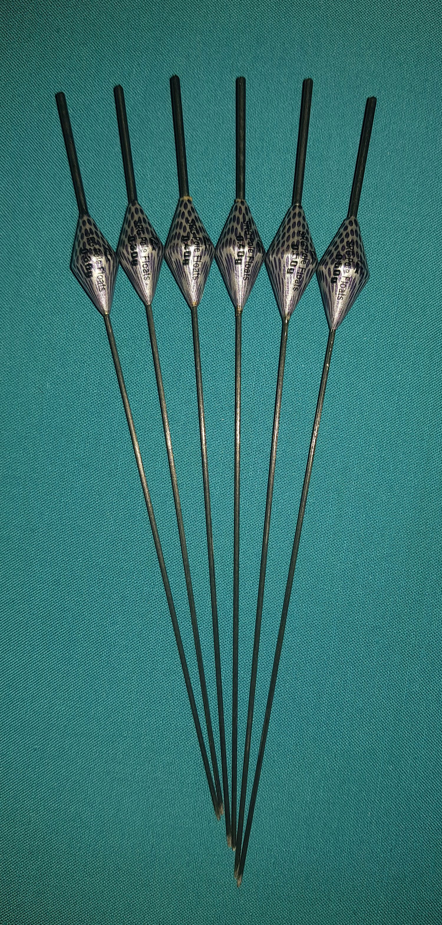SRG023 Pack of 6 High Quality Pole Floats Diamond Black Tip Fiberglass Stem