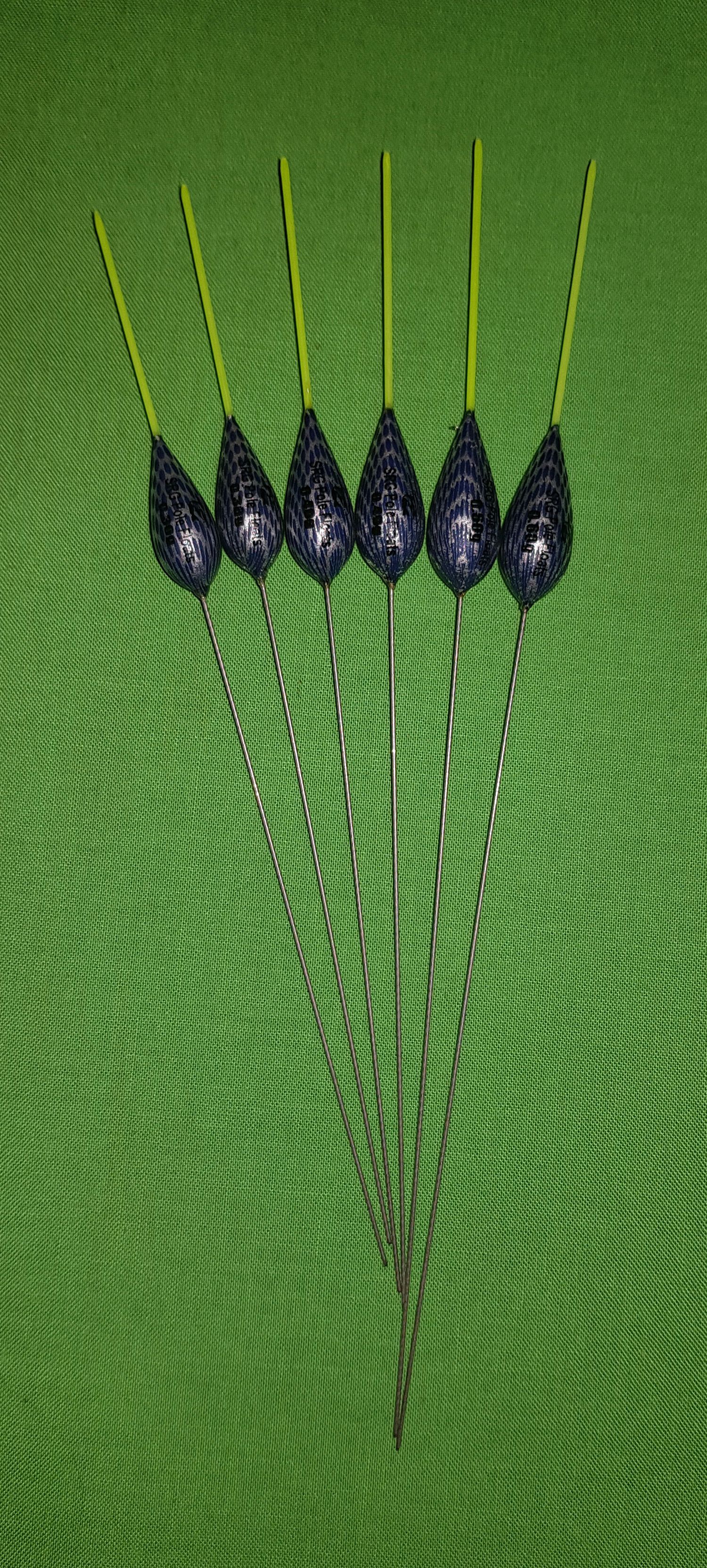 SRG027 Pack of 6 High Quality Pole Floats Long Metal Stem Yellow Tip
