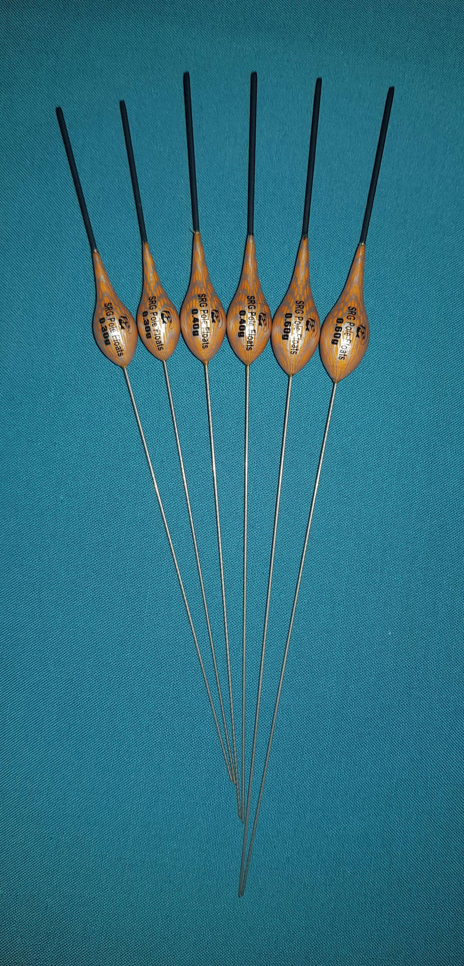 SRG031 Pack of 6 High Quality Pole Floats Long Metal Stem Black Tip