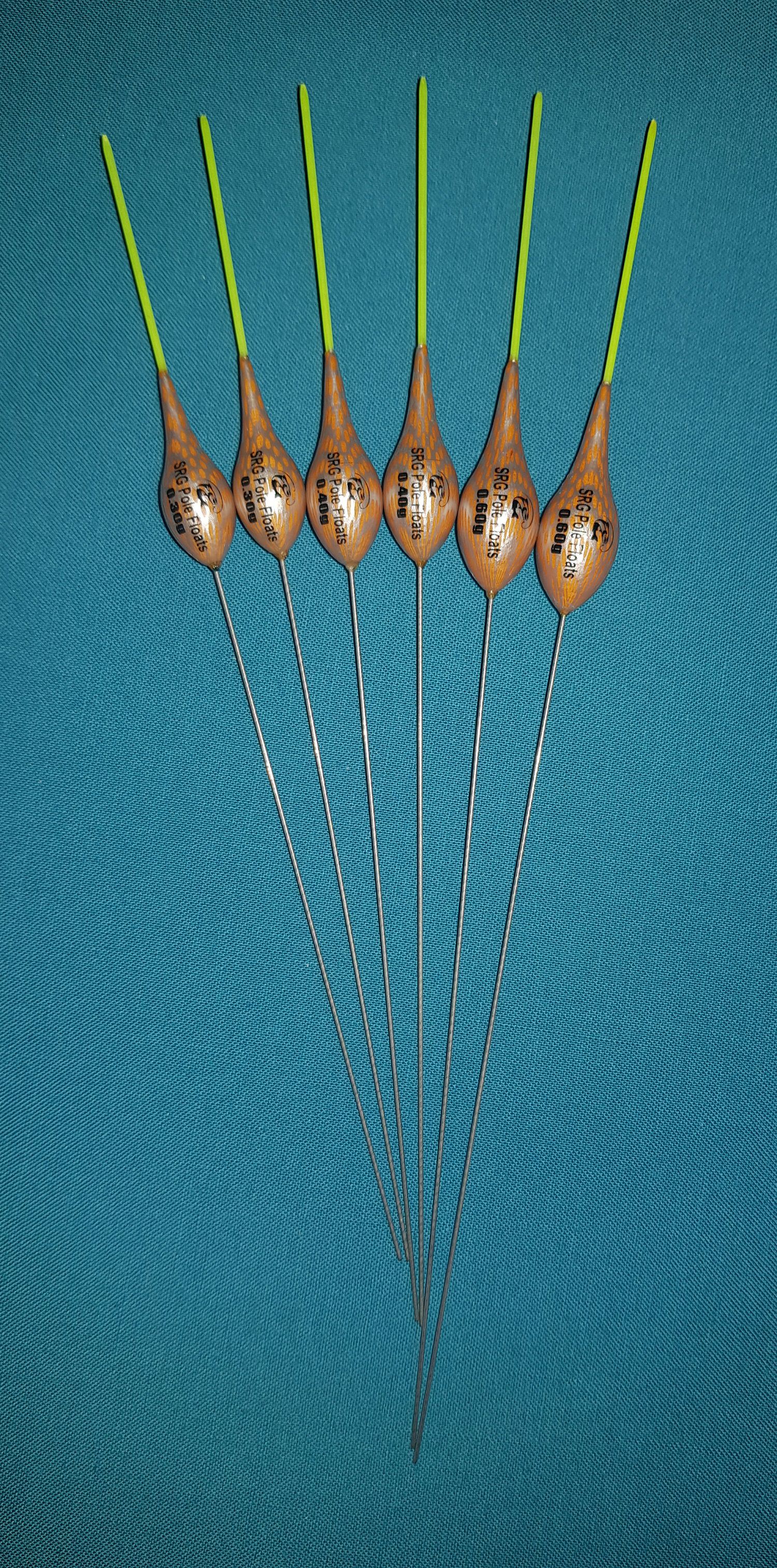 SRG031 Pack of 6 High Quality Pole Floats Long Metal Stem Yellow Tip