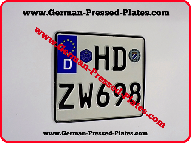 Square German Pressed Number Plate 200mm X 180mm