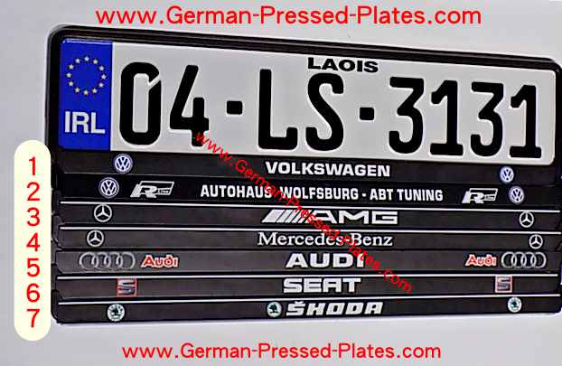 German Number Plates + Frames Black X 2 + Fixing Kit if required 87X