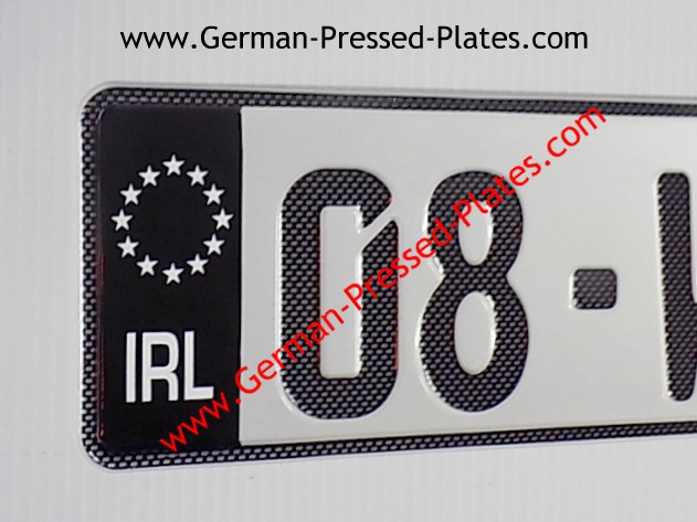 Carbon look IRL German Pressed Plate x1 with Black Flag Band