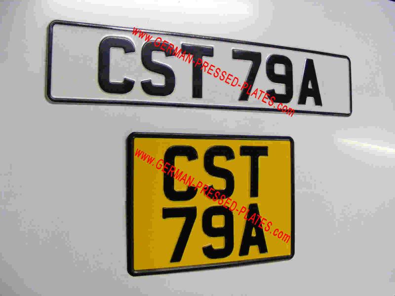 English Pressed Plates 1 White 1 Yellow Square number plates