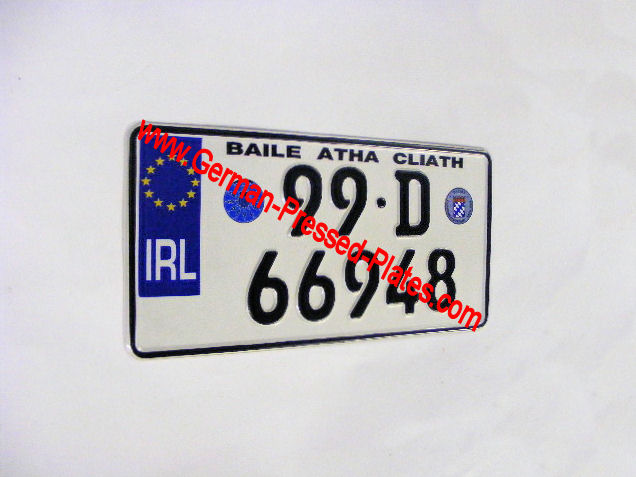 German Square Pressed Number Plate with Stickers
