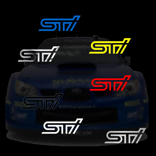 Subaru STI Stickers, in White Vinyl 10Cms or 15Cms wide x 2