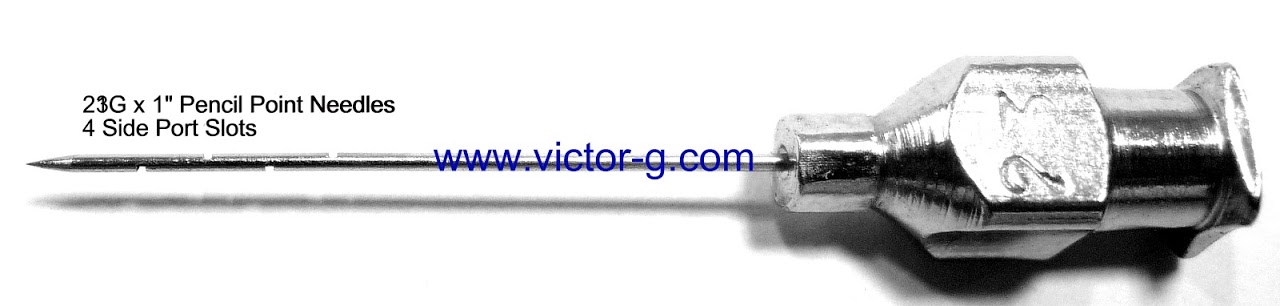 23G x 1" Pencil Point Needles 4 Side Port Slots
