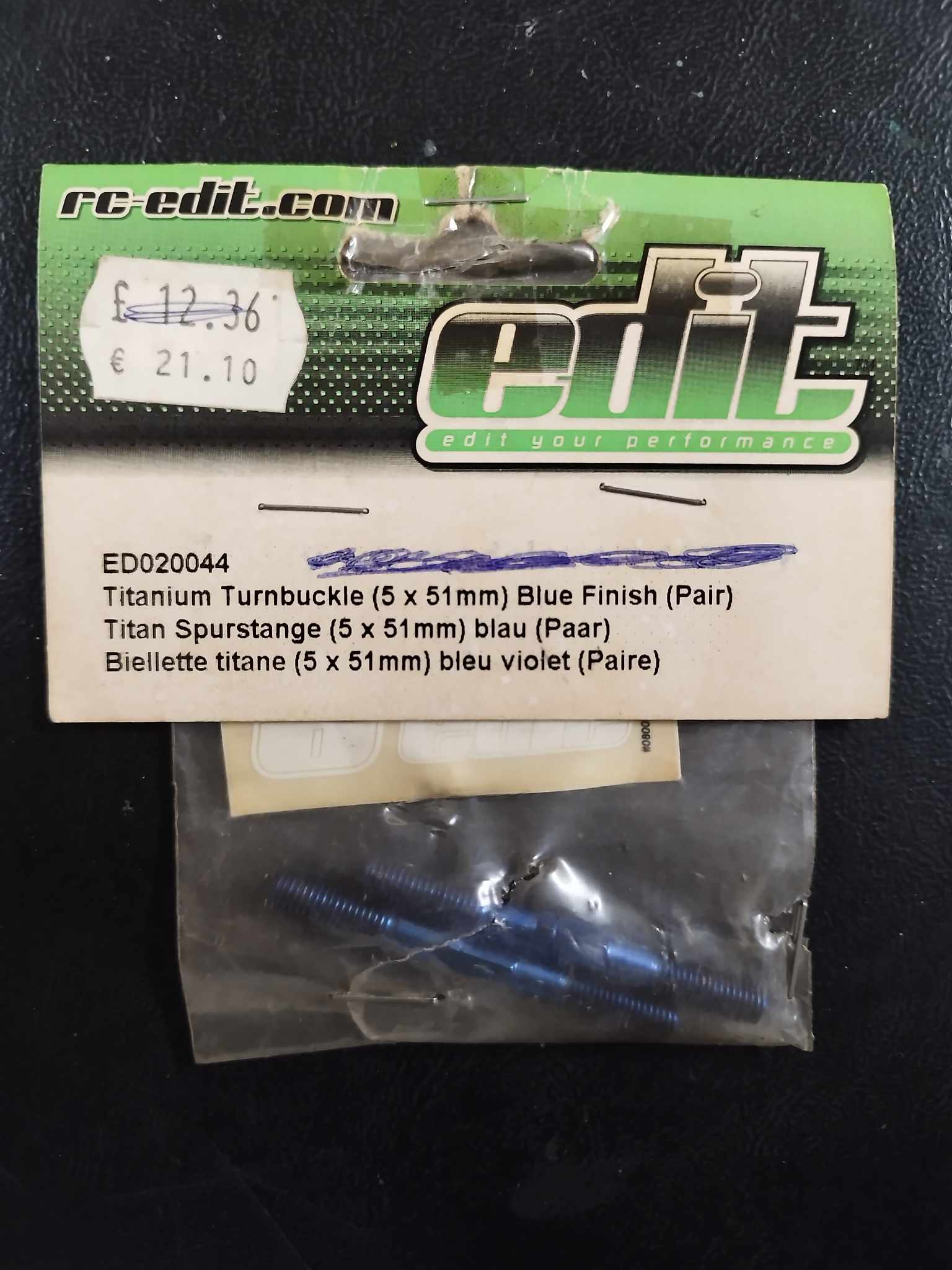 ED020044 - Titanium Turnbuckle (5x51mm) Blue Finish Colour (Pair)