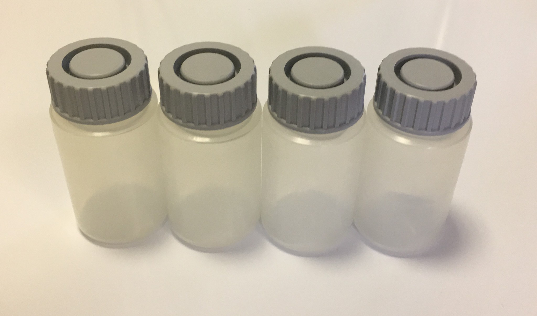 200ml PP flat bottom bottle with cap 56mm, 112mm, set of 4