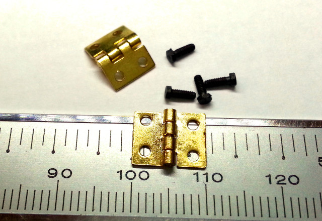 Tiny copper hinge for scale model