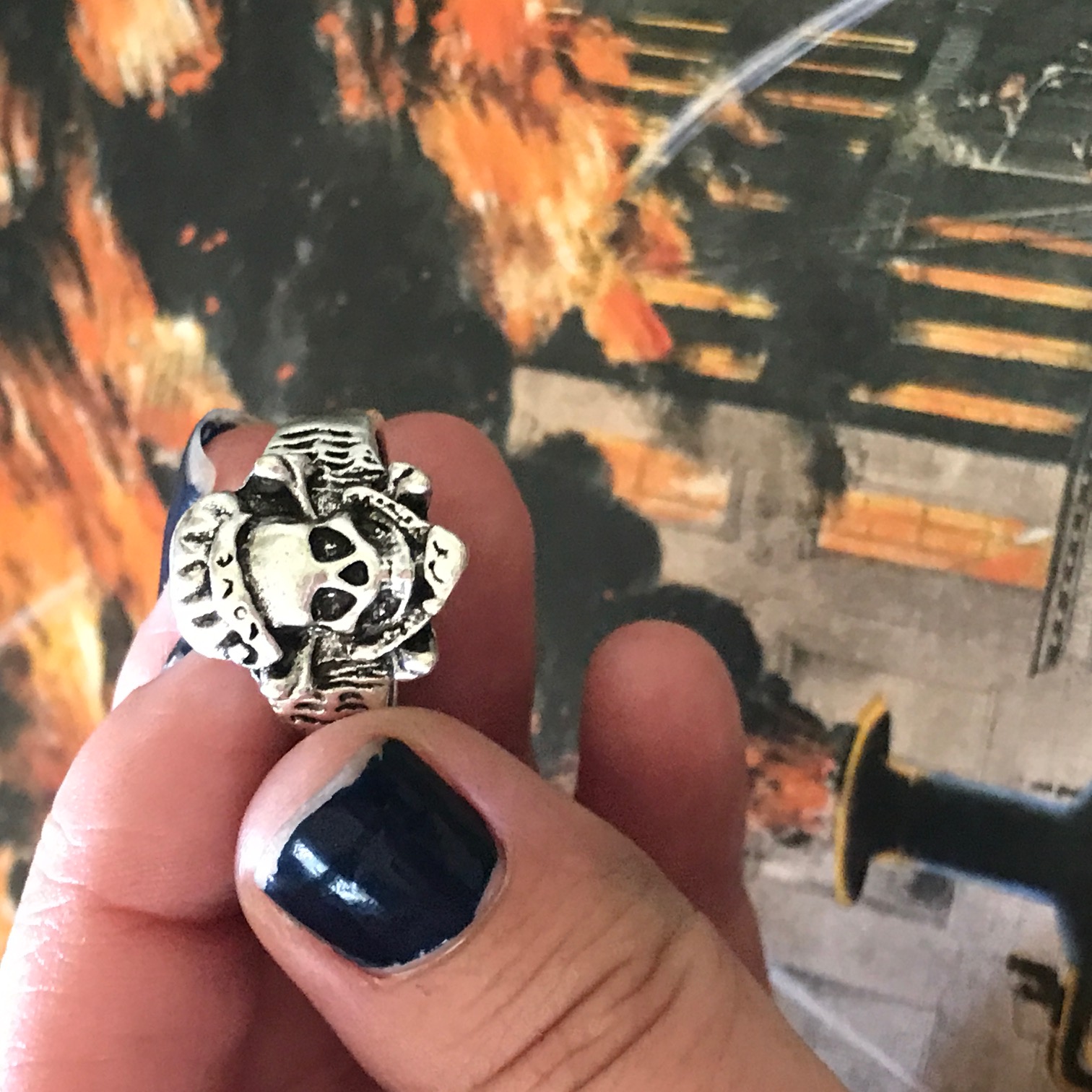 Size 9 1/2 Biker Ring 80s Biker Rings Eddie Munson Skull Ring Stranger ...