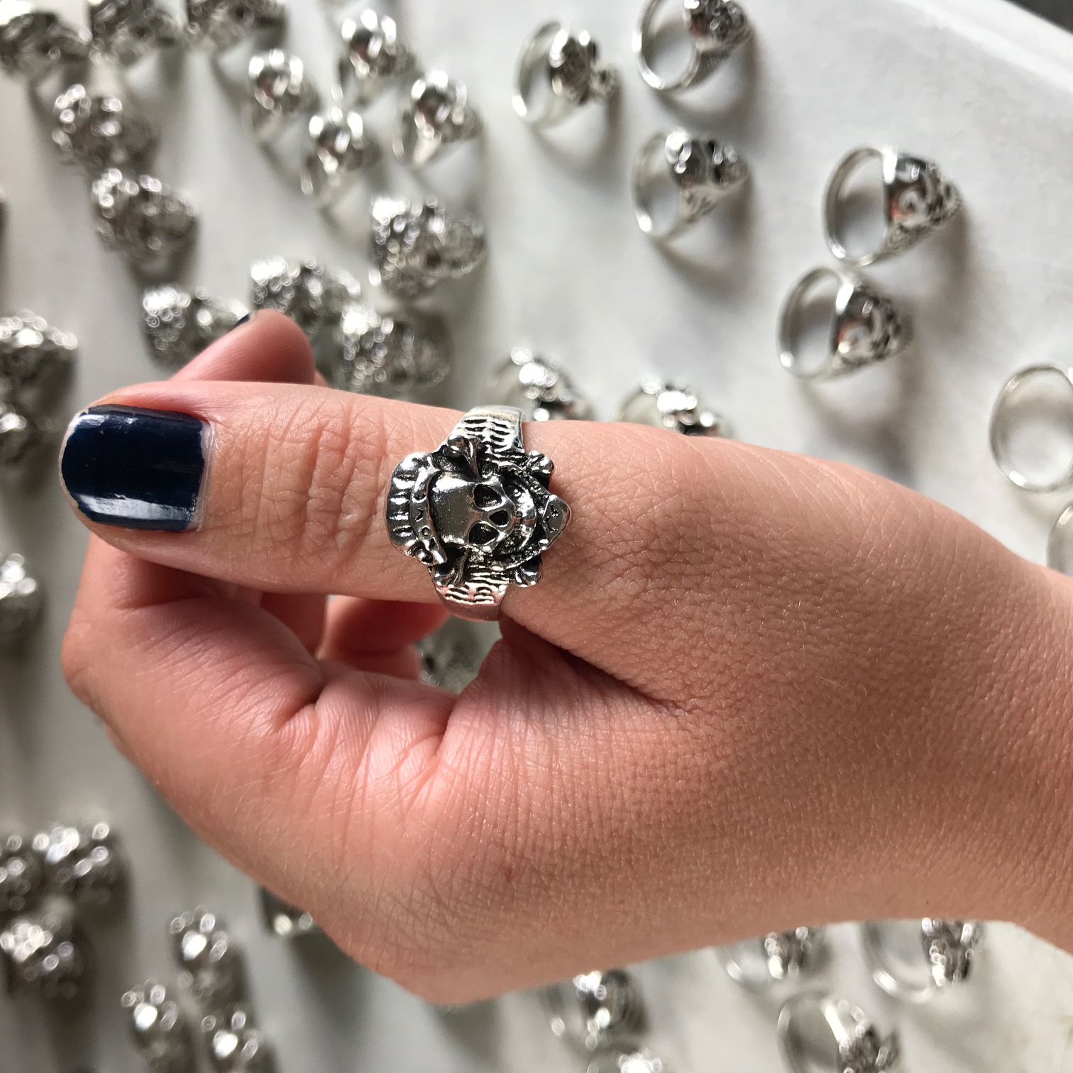 Size 9 1/2 Biker Ring 80s Biker Rings Eddie Munson Skull Ring Stranger ...