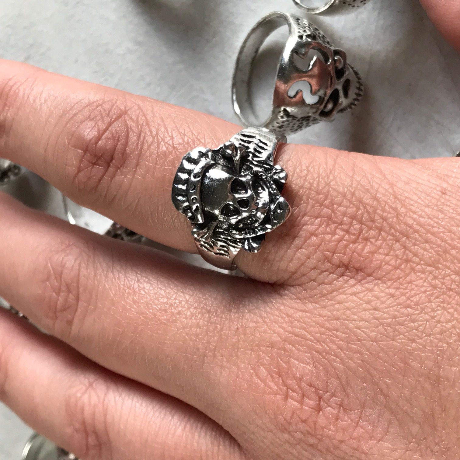 Size 11 Biker Ring 80s Biker Rings Eddie Munson Skull Ring Stranger ...
