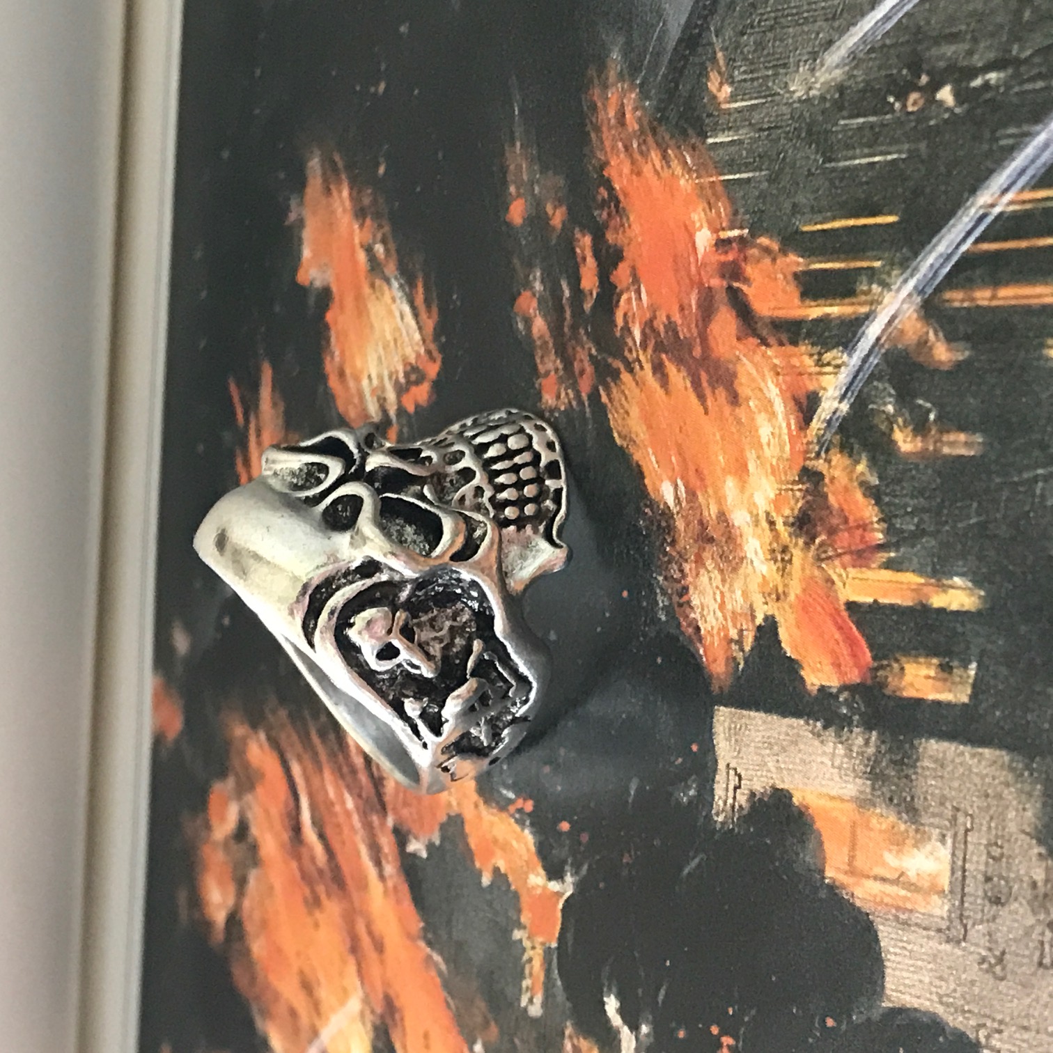 Size 10 1/2 Biker Ring 80s Biker Rings Eddie Munson Skull Ring Stranger ...