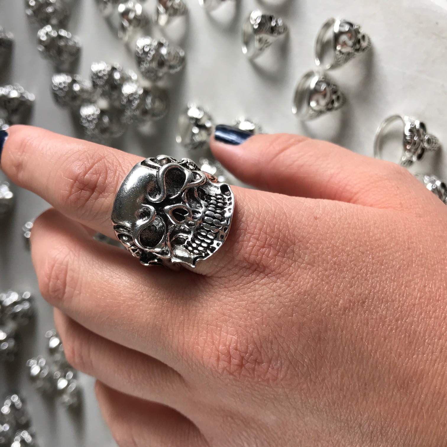 Size 10 1/2 Biker Ring 80s Biker Rings Eddie Munson Skull Ring Stranger ...