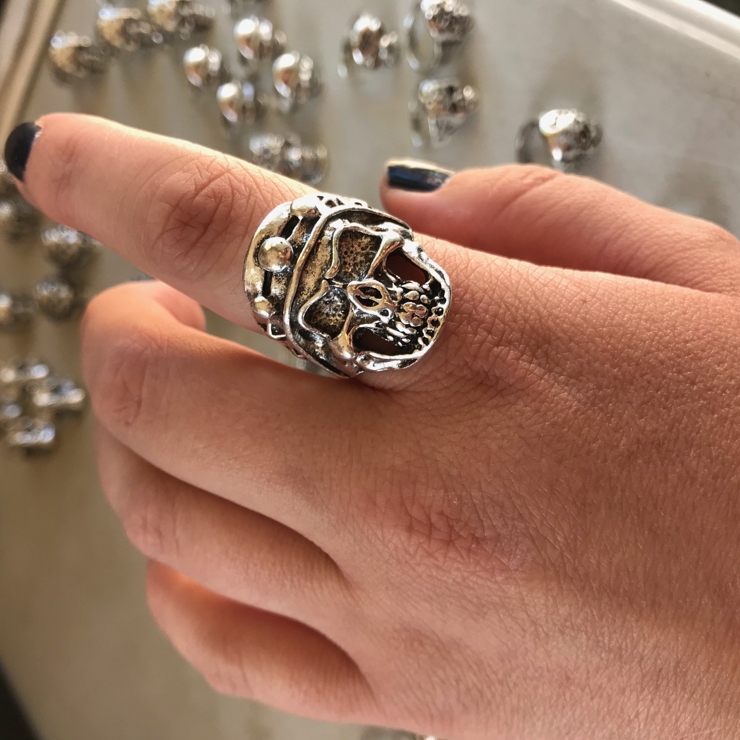 Size 9 3/4 Biker Ring 80s Biker Rings Eddie Munson Skull Ring Stranger ...