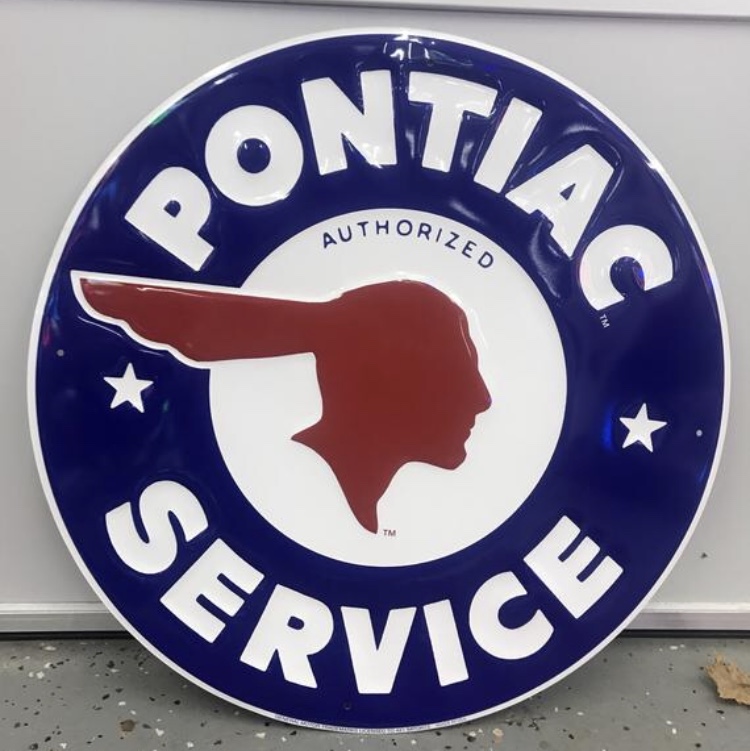 Pontiac Sign / 24" Embossed Metal Pontiac Service Sign / Pontiac Gift ...