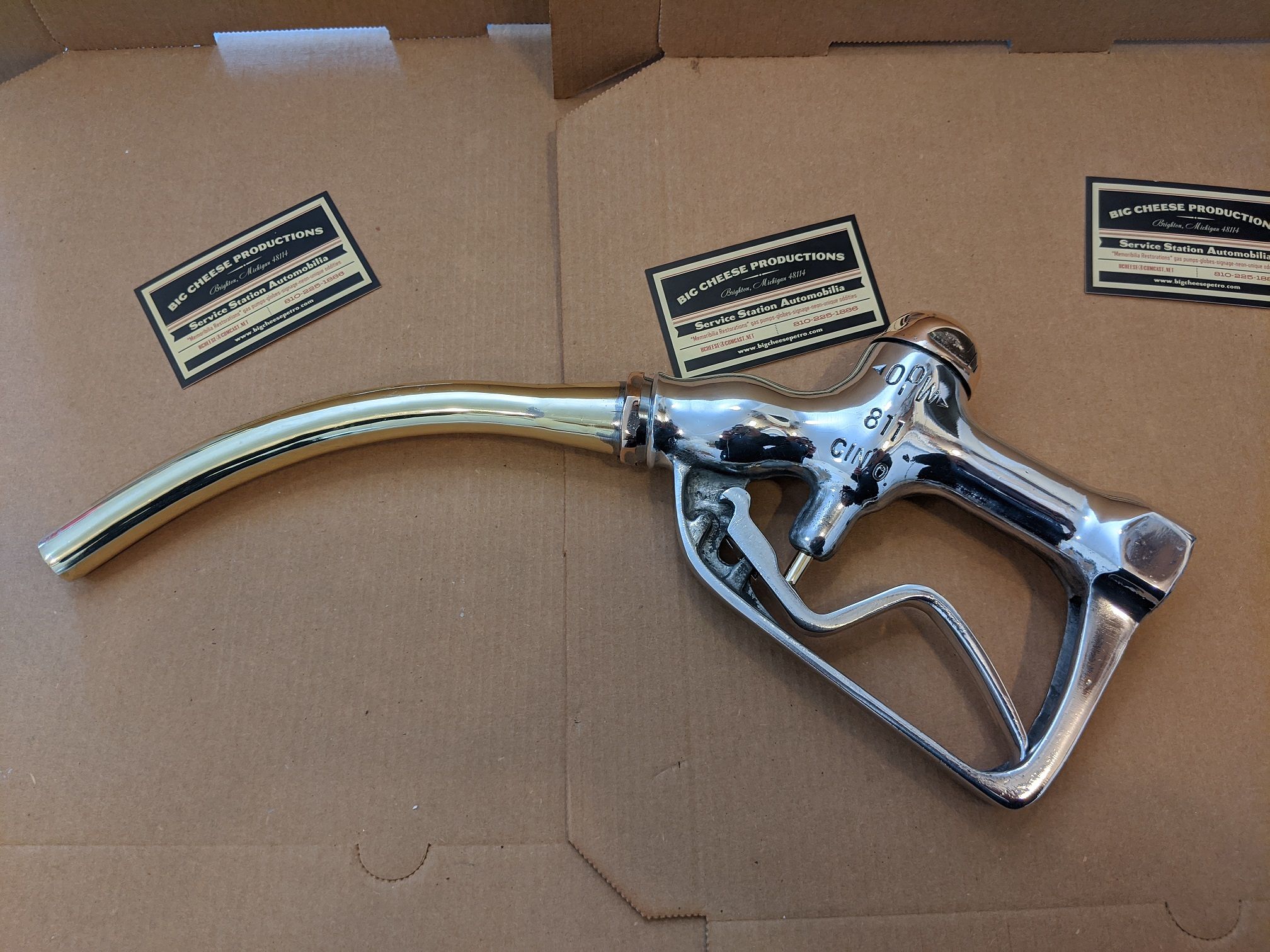 ORIGINAL OPW GAS PUMP NOZZLE BUFFED AND POLISHED 12