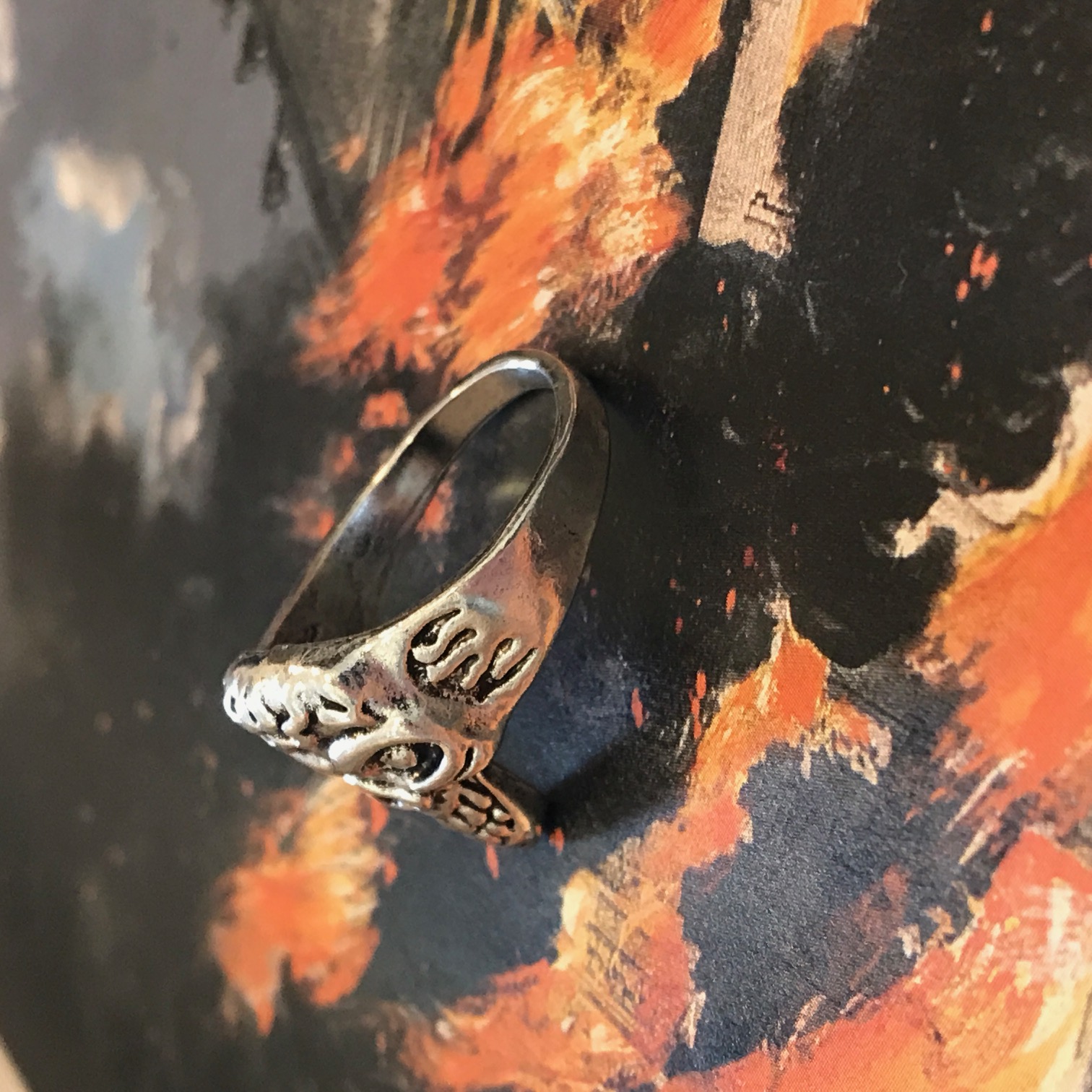 Size 10 Biker Ring 80s Biker Rings Eddie Munson Skull Ring Stranger ...