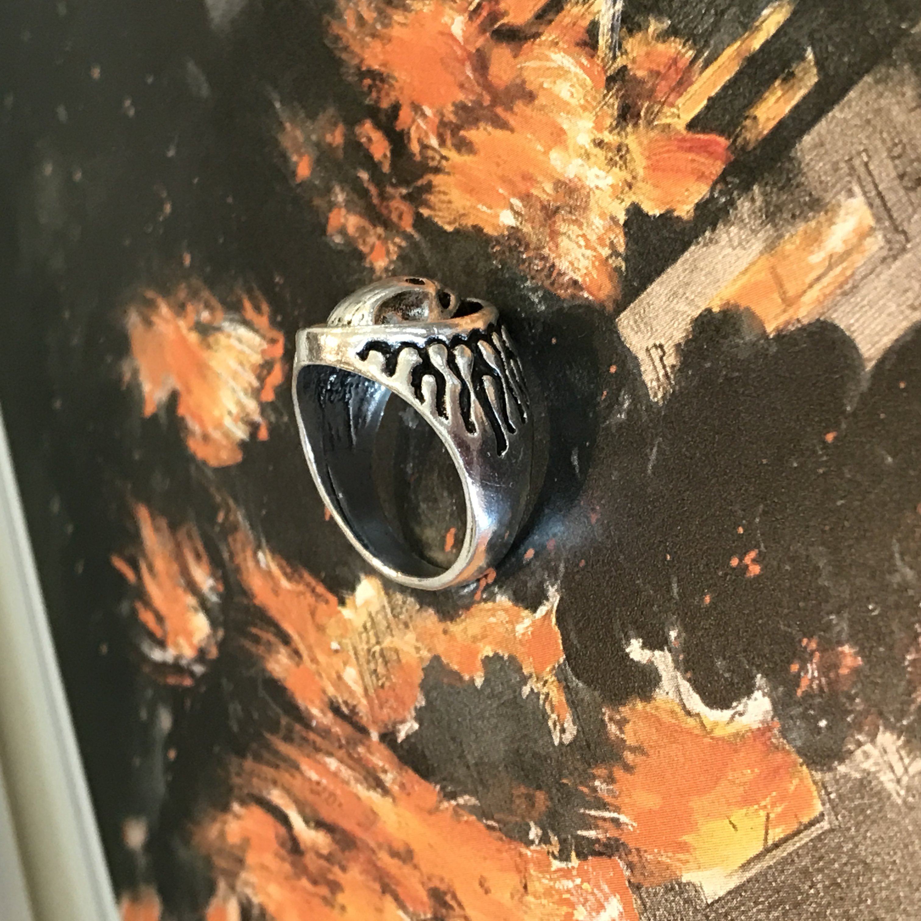 Size 7 3/4 Biker Ring 80s Biker Rings Eddie Munson Skull Ring Stranger ...