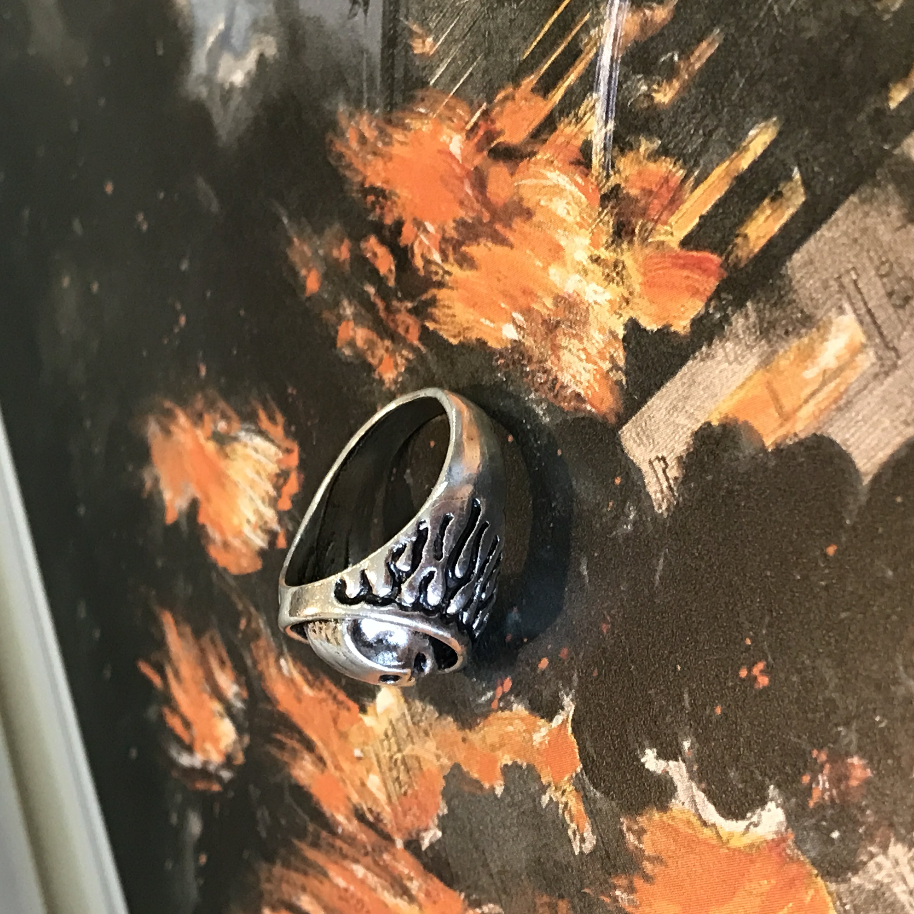 Size 7 3/4 Biker Ring 80s Biker Rings Eddie Munson Skull Ring Stranger ...