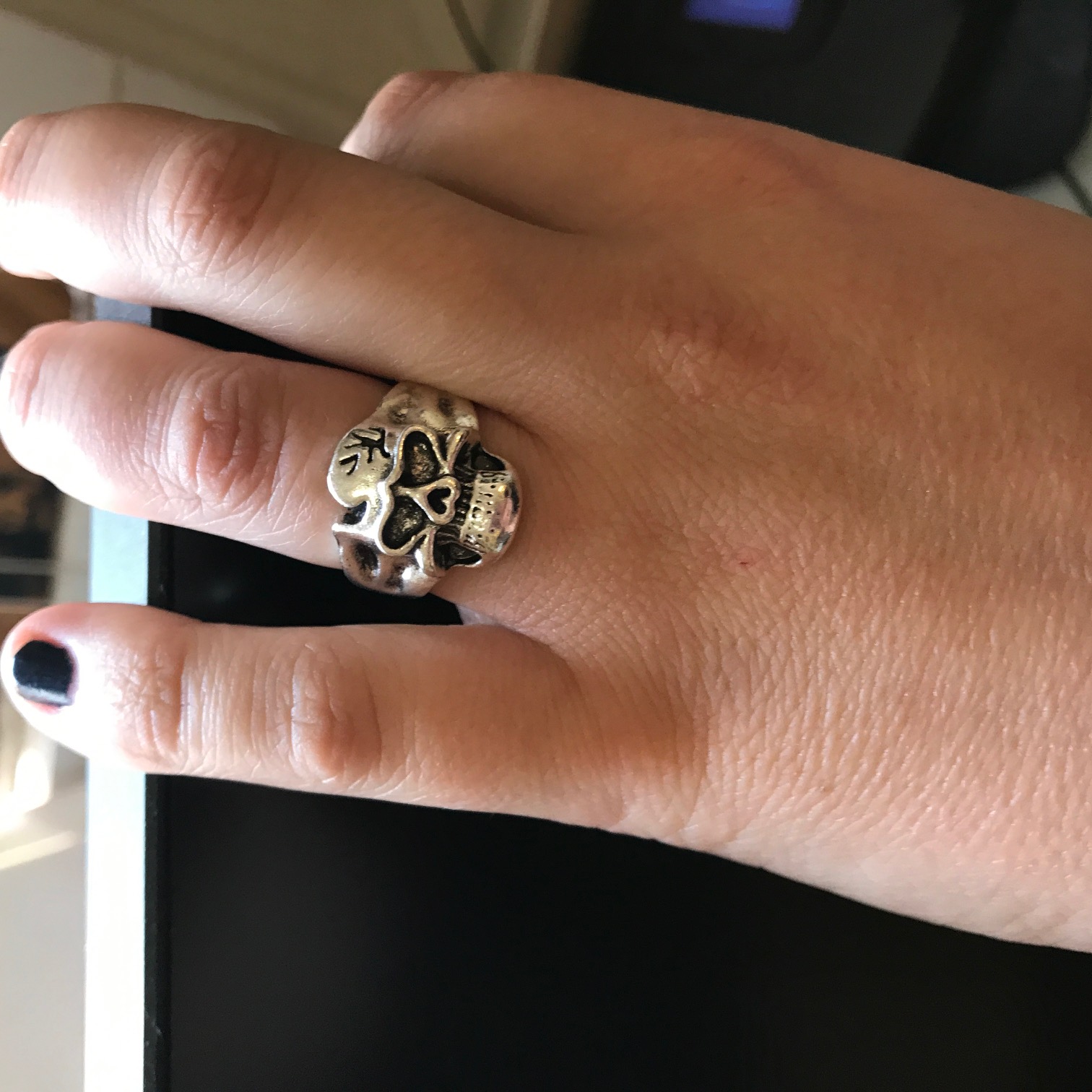 Size 6 1/2 Biker Ring 80s Biker Rings Eddie Munson Skull Ring Stranger ...